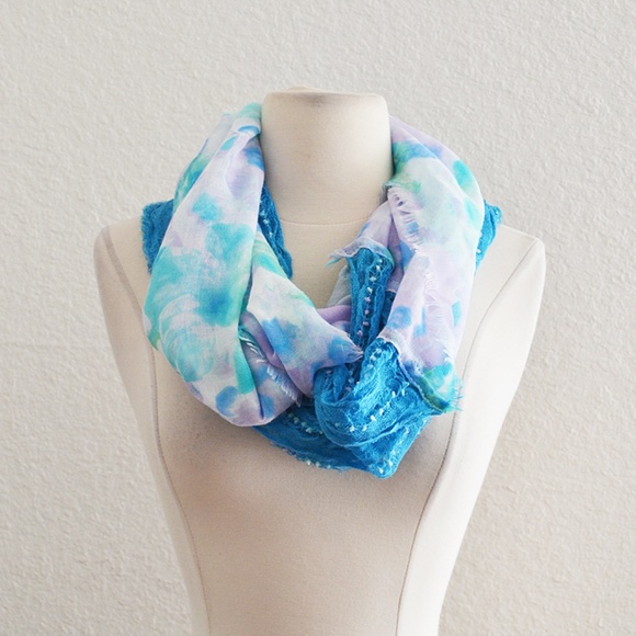 Accessories | Blue Watercolor Infinity Scarf | Poshmark